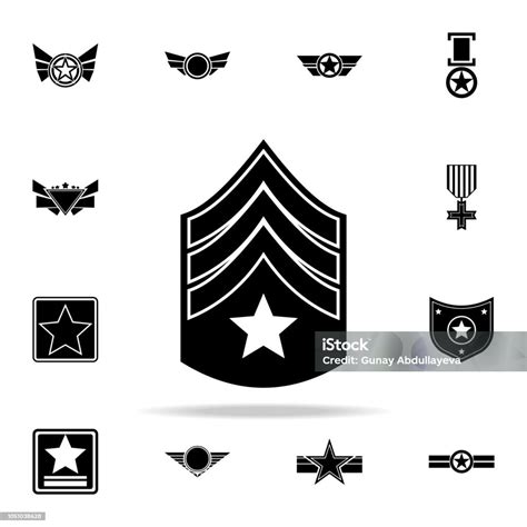 군 Epaulettes 아이콘입니다 웹 및 모바일에 대 한 보편적인 육군 아이콘 설정 갈매기표 수장에 대한 스톡 벡터 아트 및