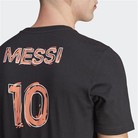 Adidas Messi Football Icon Graphic T Shirt Black Football Shirt