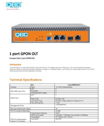DBC 1 Port Gpon Olt At Rs 20500 GPON OLT In Ambarnath ID 2853953207612