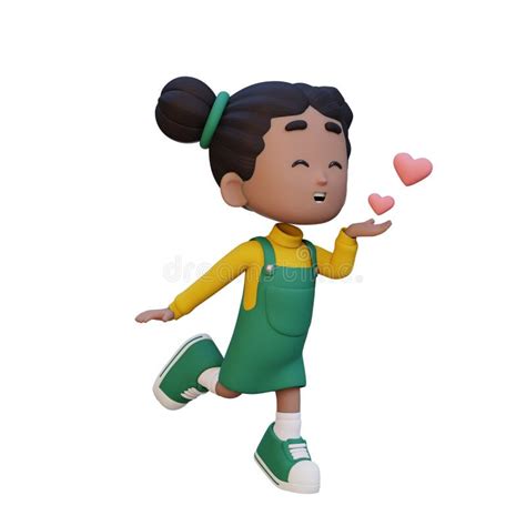 3d Cute Girl Character In Love Stock Image Illustration Of Stylized
