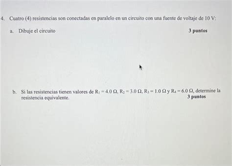 Solved Four Resistors Are Connected In Parallel In A Chegg