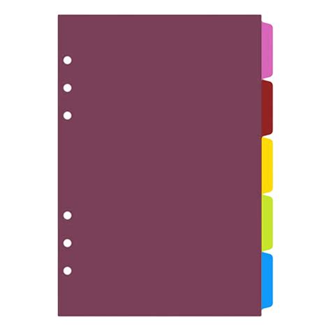 6 Ring Binder Dividers Tab Dividers Loose Leaf Binder Index Separator 5 Sheets