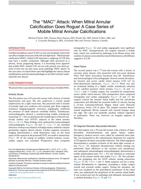 Pdf The Mac” Attack When Mitral Annular Calcification Goes Rogue A Case Series Of Mobile