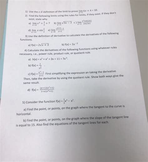 solved 1 use the e 8 definition of the limit to prove lim