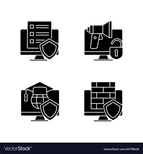 Protect Private Data Black Glyph Icons Set Vector Image