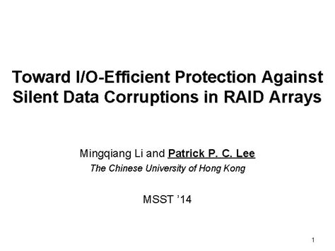 toward ioefficient protection against silent data corruptions in