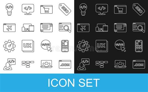 Set Line Ui Or Ux Design Mobile Apps Online Shopping On Screen
