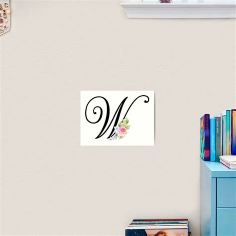 Floral Monogram Fancy Script Letter W Art Print By Grafixmom Redbubble