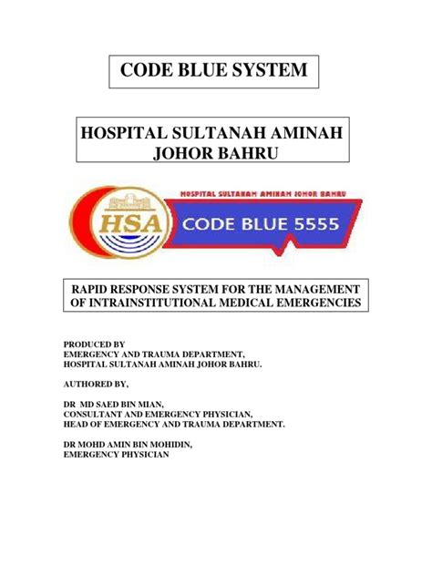 Code Blue System Hospital Sultanah Aminah Johor Bahru Pdf First