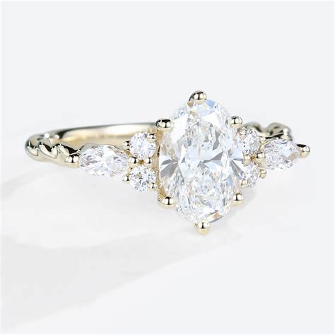 Yellow Gold Oval 1 5ct Lab Grown Diamond Twisted Engagement Ring