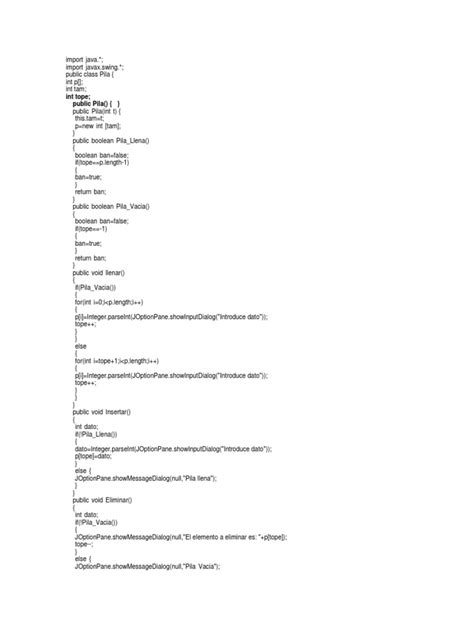 Pilas Y Colas Pdf Cola Tipo De Datos Abstractos Java Lenguaje De Programación