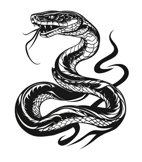 A Clipart Illustration Of A Black And White Python A Monochrome Depiction Of A Boa Constrictor