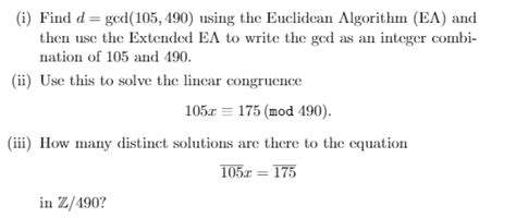 Solved I Find D Ged105 490 Using The Euclidean