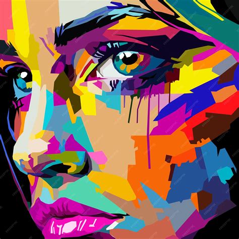Premium Vector Beautiful Face And Eyes Drawn Using Wpap Art Style Pop