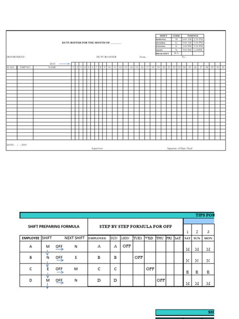 Duty Roaster Format Pdf