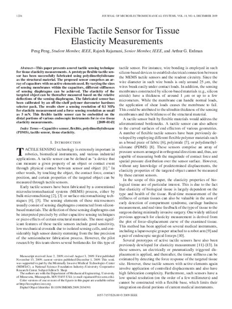 Pdf Flexible Tactile Sensor For Tissue Elasticity Measurements