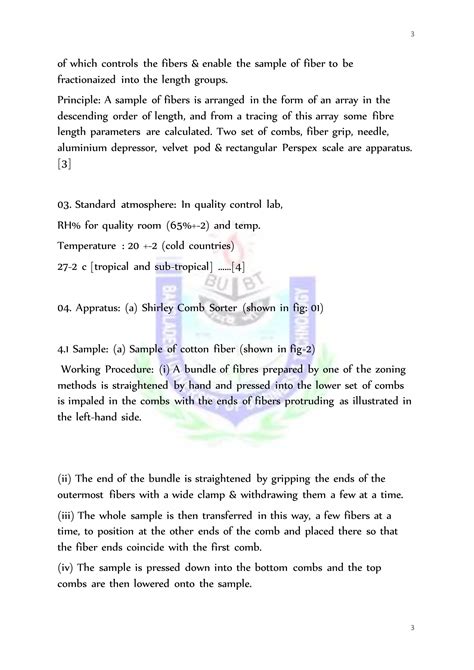 Determination Of Fiber Length By Comb Sorter Diagram Doc