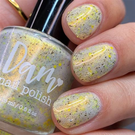Lustrous Lightning White Crelly Yellow Glitter Nail Polish