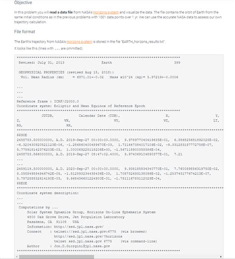 Solved In This Problem You Will Read A Data File From Nasas