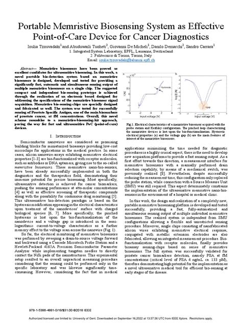 Cportable Memristive Biosensing System Pdf Biosensor Sensor