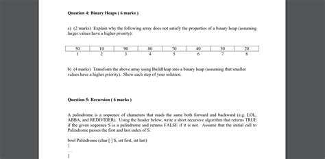 Solved Question 4 Binary Heaps 6 Marks A 2 Marks