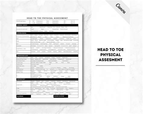 Head To Toe Assessment Nursing Template Head To Toe Assessment