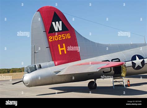 Tail Section And Twin Tail Machine Guns On B 17 B17 Flying Fortress