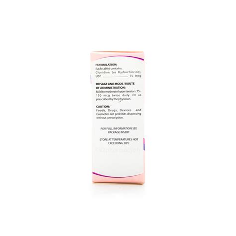 Clodin Clonidine Hydrochloride 75mcg Tablet