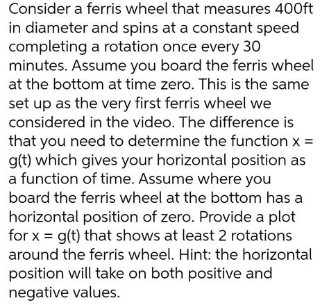 Answered Consider A Ferris Wheel That Measures 400ft In Diam