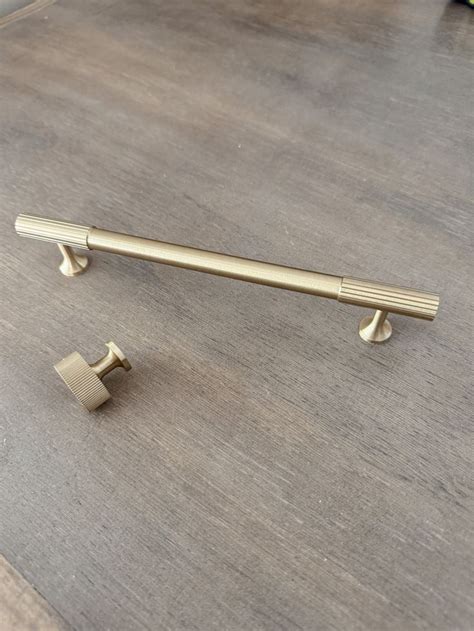 Rzdeal 4pcs Solid Brass Cabinet Knobs Pulls Modern Gold Drawer