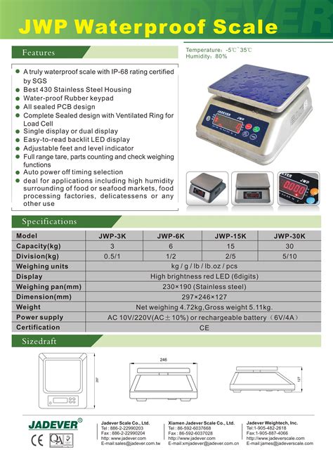 Cân điện Tử Chống Nước Jadever Jwp 3kg 6kg 15kg 30kg Lựa Chọn Hoàn Hảo Cho Ngành Chế Biến