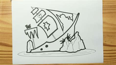 Sunken Pirate Ship Drawing