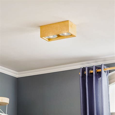 Solana Ceiling Spotlight Wood Angular Two Bulb Lightsie Solana Ceiling Spotlight Wood Angular Two Bulb Lightsie