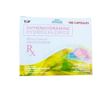Tgp Diphenhydramine Hydrochloride 50mg 100 Capsules