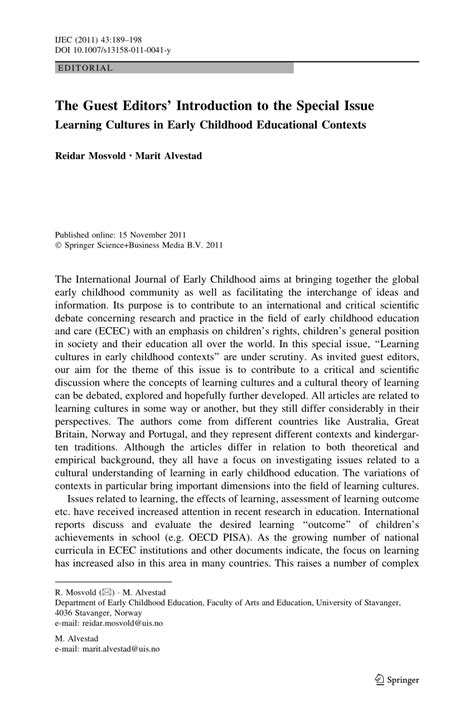 Pdf The Guest Editors Introduction To The Special Issue