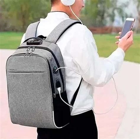 Mochila Notebook Executiva Escolar Trabalho Unissex Grande Anti Furto Cabo Usb Eba Promoção