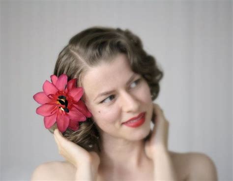 Tropical Hair Flower Pink 1950s Hair Accessory Floral Clip Fuchsia