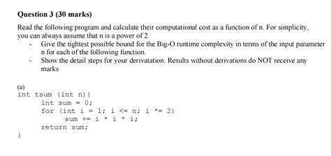 Solved Question 3 30 Marks Read The Following Program And