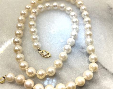 Vintage 14k Pearl Necklace Etsy