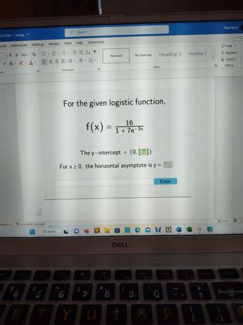 Answered For The Given Logistic Function F X X The Y Intercept For X