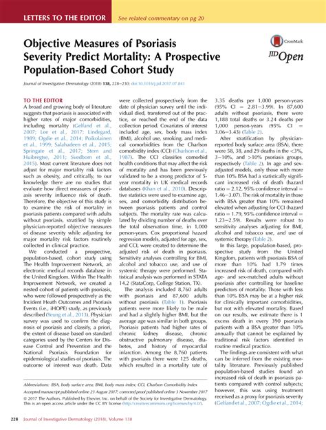 Pdf Objective Measures Of Psoriasis Severity Predict Mortality A