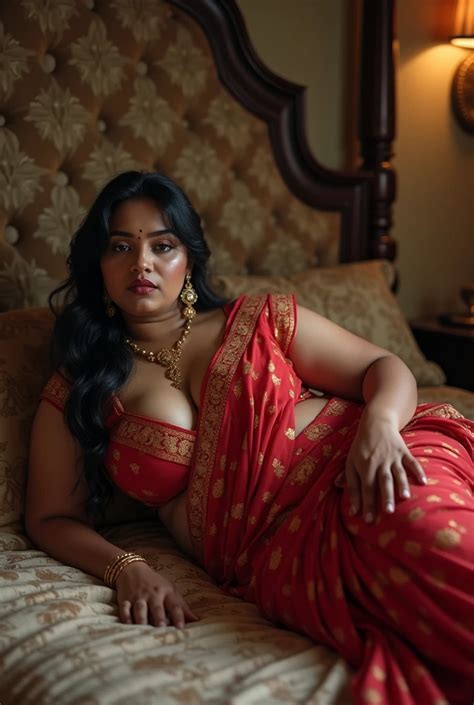 Medium Chubby Indian Women Im Kerala Saree Nd Blouselying Bed By