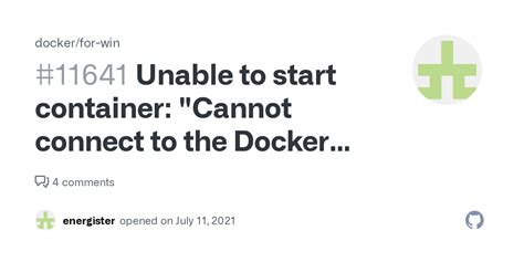 Unable To Start Container Cannot Connect To The Docker Daemon At Unix