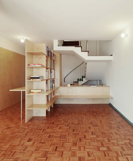 Wooden Structures Combine Partitions And Furniture In Portugal Home
