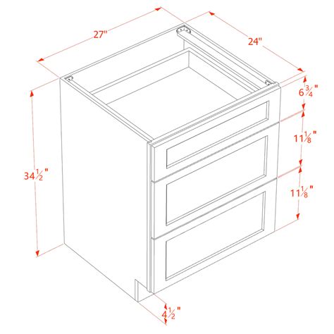 Sf Db27 Frost White Slim Shaker 27 3 Drawers Base Cabinet Venus