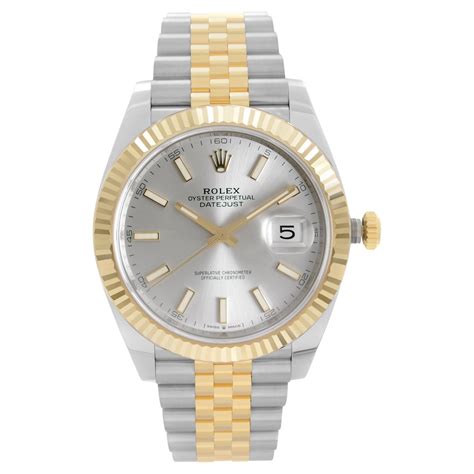 Rolex Datejust 41 Steel Yellow Gold Silver Dial Mens Watch 126333