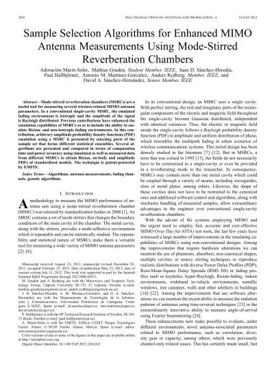 sample selection algorithms for enhanced mimo antenna measurements