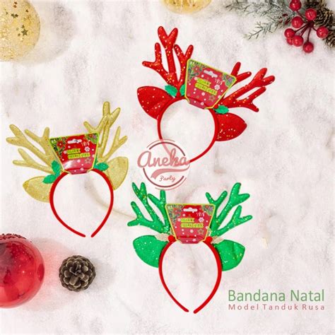 Jual Bando Natal Tanduk Rusa Kuping Bando Natal Merry Christmas