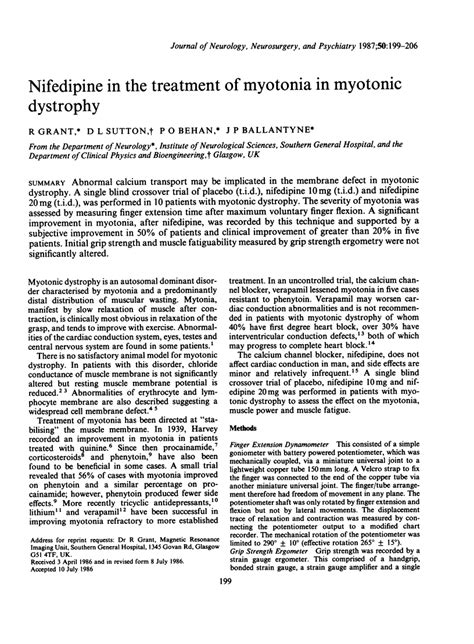 Nifedipine In The Treatment Of Myotonia In Myotonic Dystrophy Pmc