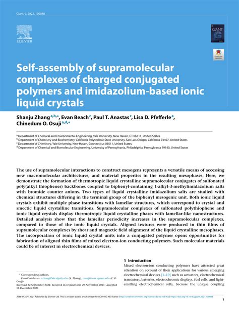 Pdf Self Assembly Of Supramolecular Complexes Of Charged Conjugated